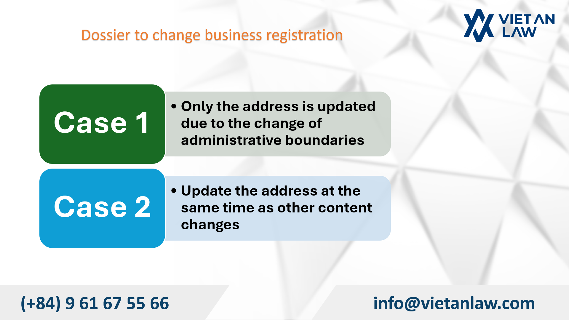 Change business registration in O Cho Dua Ward, Hanoi City - Viet An Law