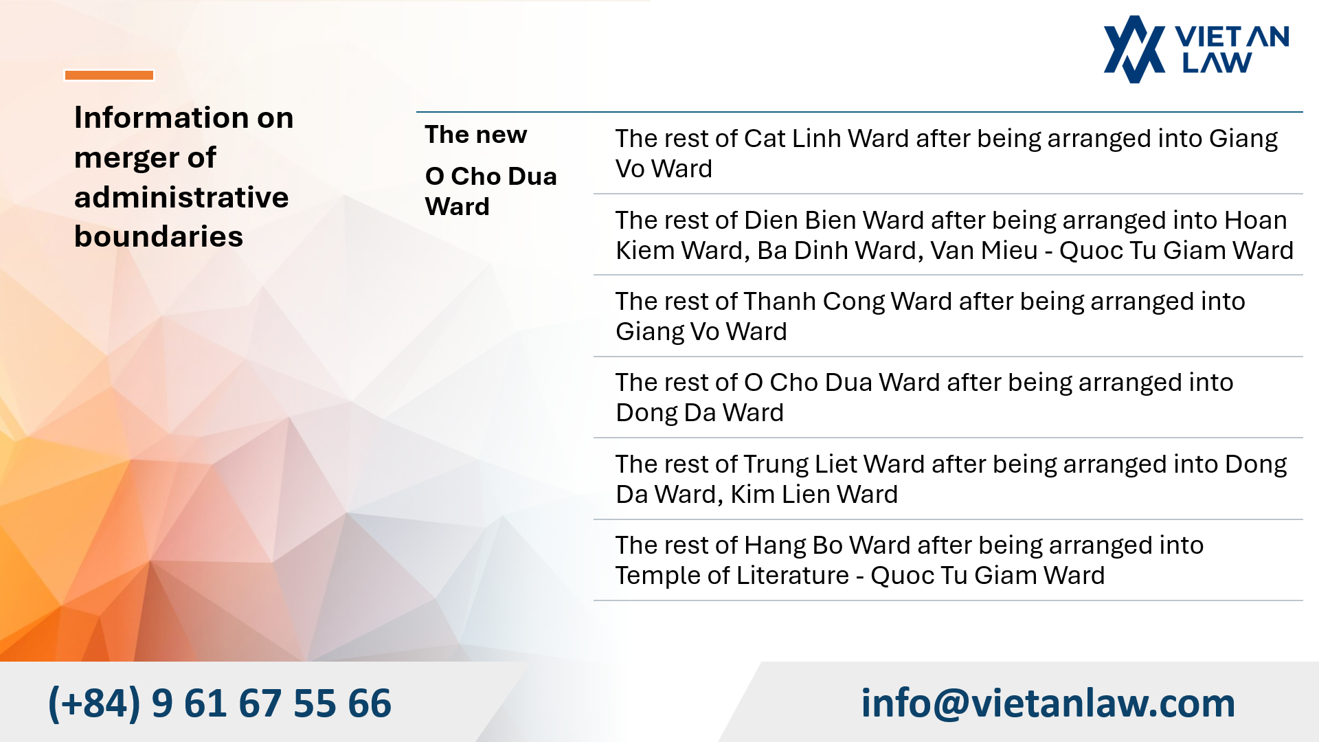 Change business registration in O Cho Dua Ward, Hanoi City - Viet An Law